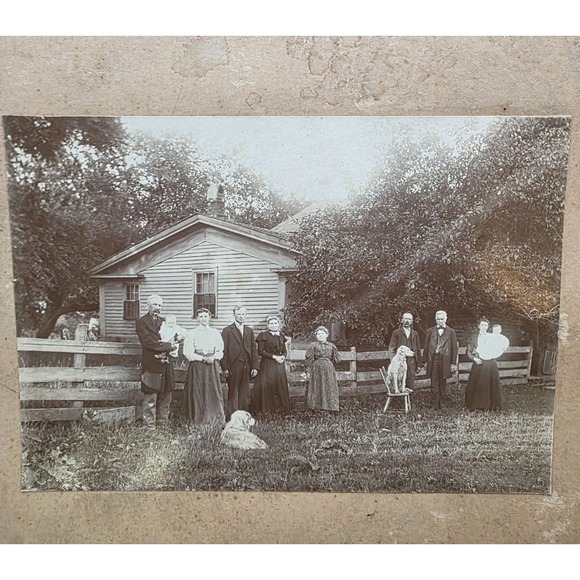 Art | Antique 190s Mounted Photo Family Portrait Farmhouse Rural Life ...